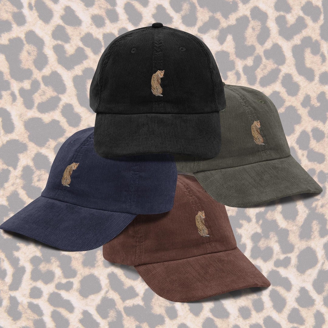 Embroidered Leopard Print Corduroy Cap Cheeta Animal Themed Icons Retro ...