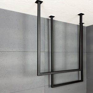 Bathroom Black Metal Ceiling Towel Rack Towel Storage - Etsy