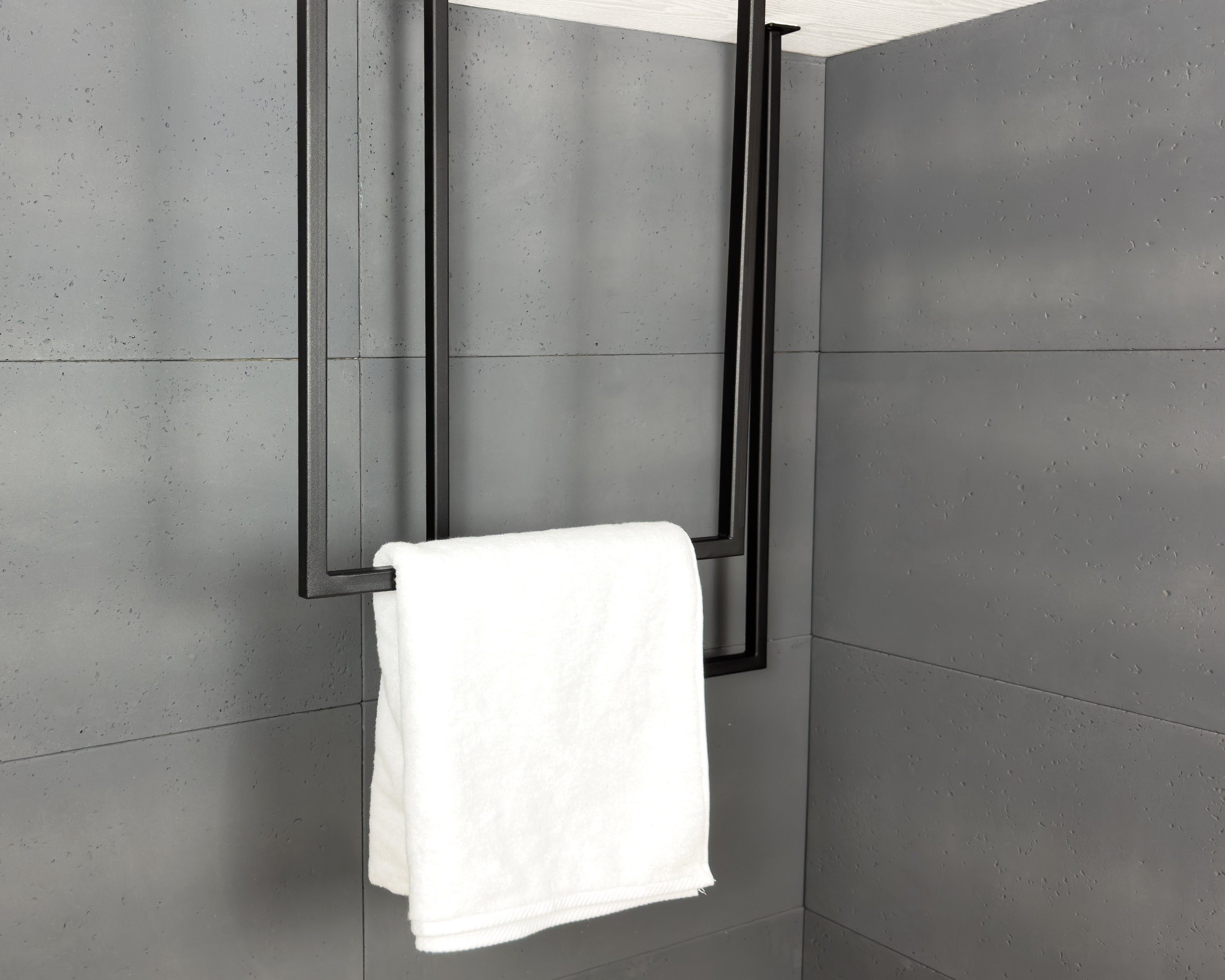 Bathroom Black Metal Ceiling Towel Rack Towel Storage - Etsy