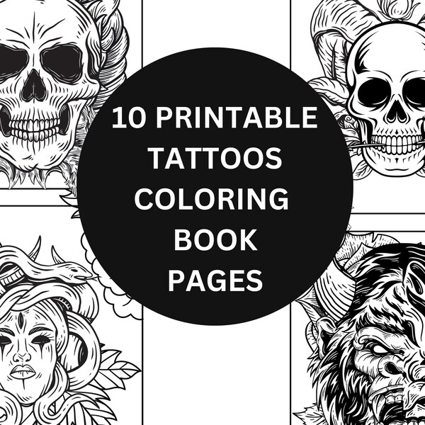 Tattoo Coloring Book - Etsy
