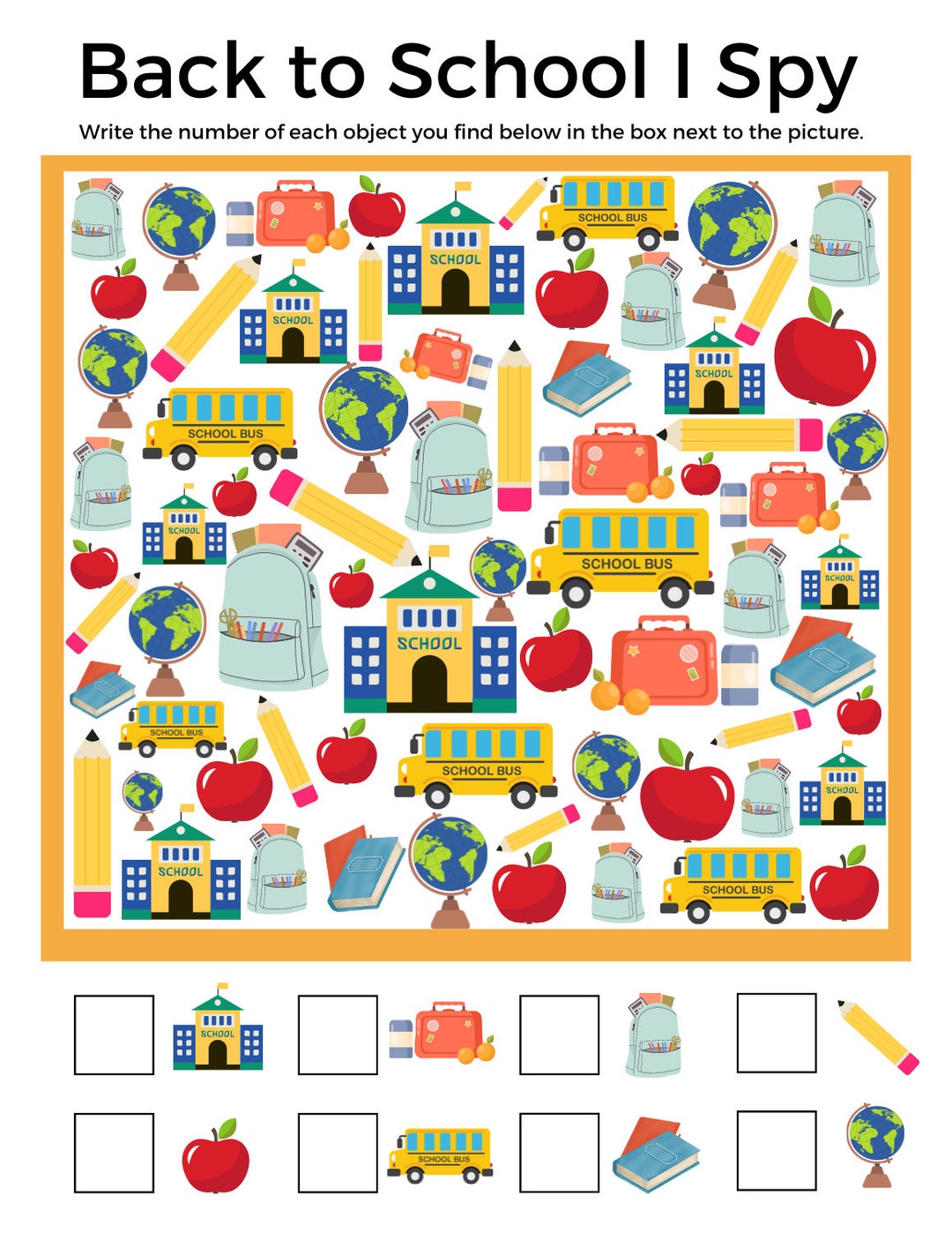 Back to School I Spy - Etsy