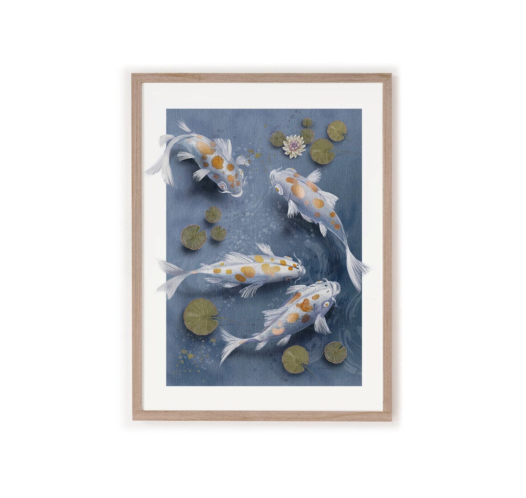 Japanese Koi Fish Wall Poster | Koi Fish Wall Art Print Poster - Etsy