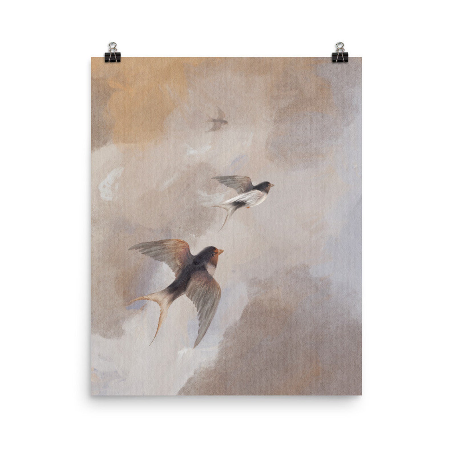 Flying Swallows Print: Sunset Sky Bird Art - Etsy