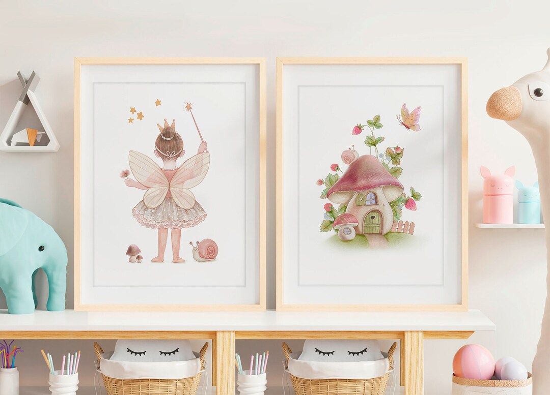 Fairy Nursery Art Set of 2 Posters, Fairy Garden Wall Art, Fairy ...