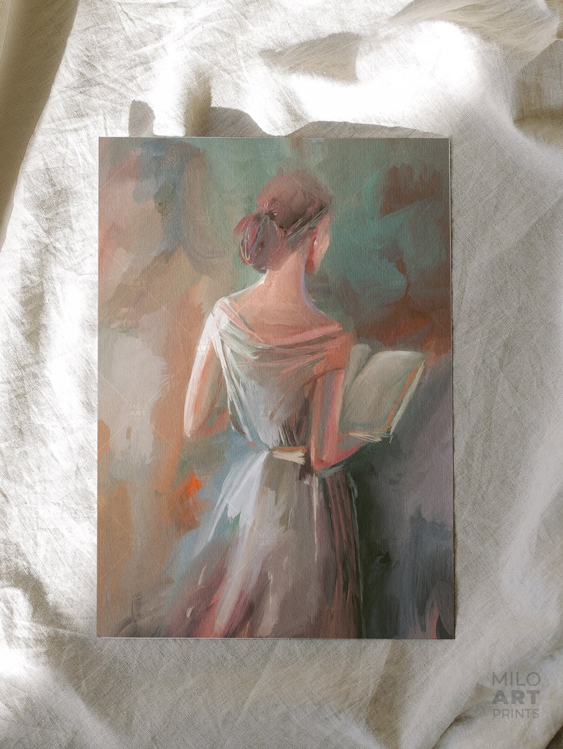Beautiful Art Print of Woman Reading a Book Book Lover Gift Idea ...