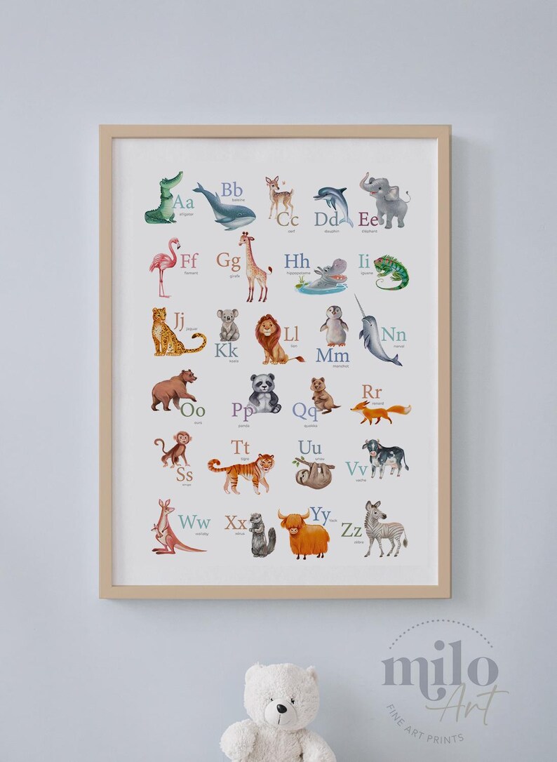 French Animal Alphabet Poster: Kids Nursery Wall Art - Etsy
