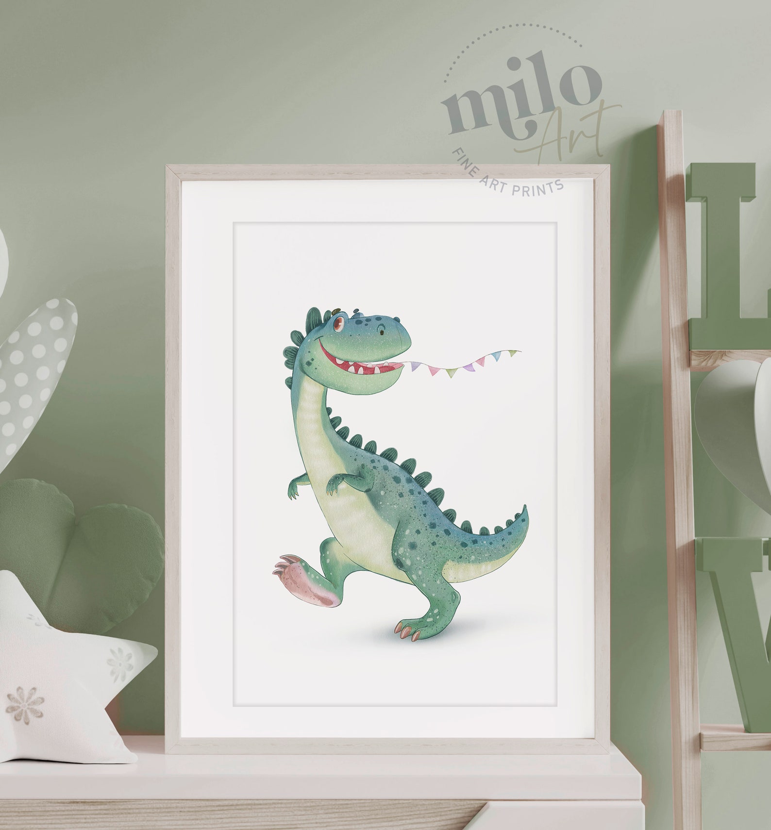 Cute Dinosaur Poster Dino Posters for Boys and Girls Nursery Art Print ...
