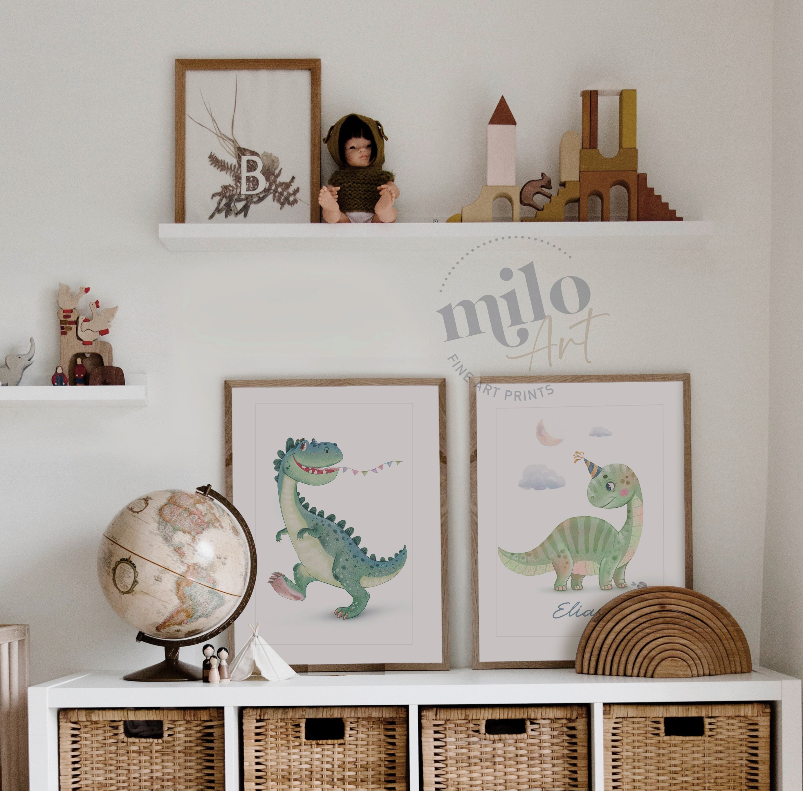 Cute Dinosaur Poster Dino Posters for Boys and Girls Nursery Art Print ...