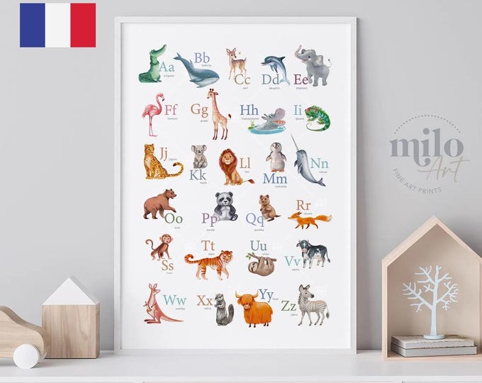 French Alphabet - Children's Wall Cards - Printable PDF Download 5x7 ...