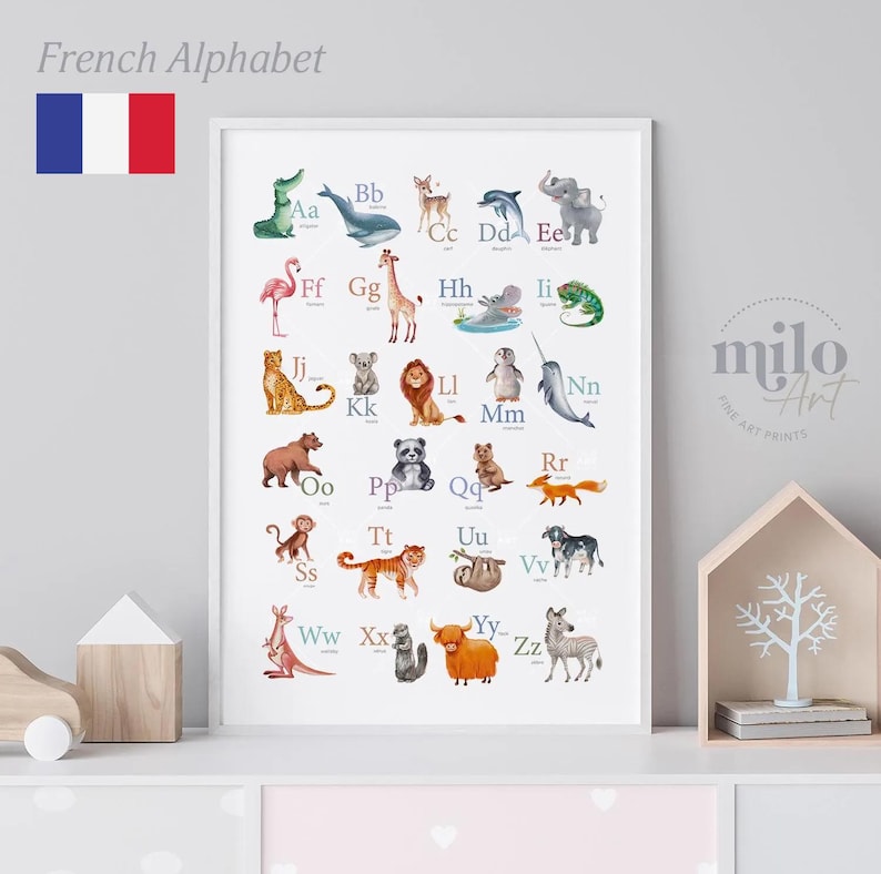 French Animal Alphabet Poster: Kids Nursery Wall Art - Etsy