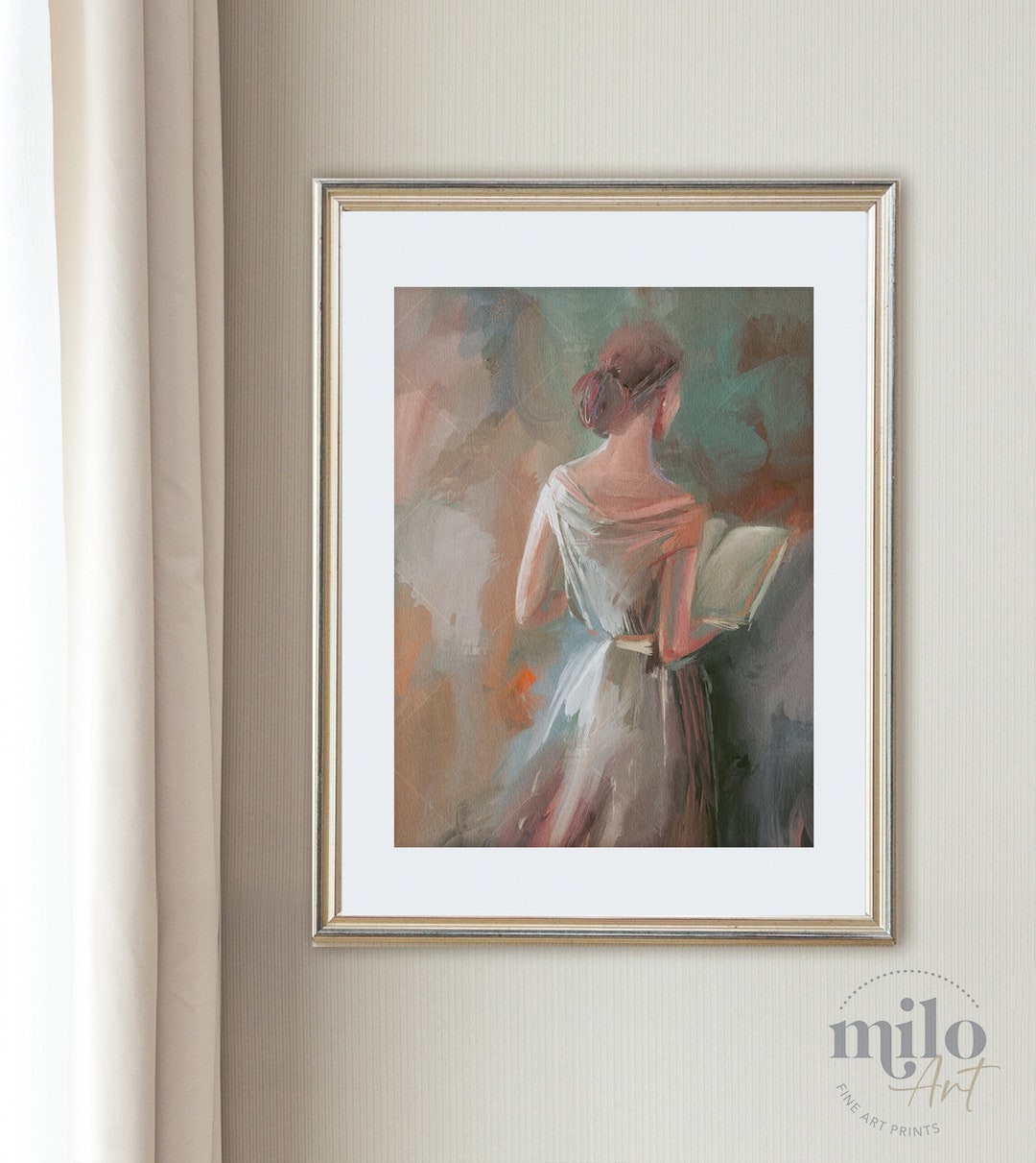 Beautiful Art Print of Woman Reading a Book Book Lover Gift Idea ...