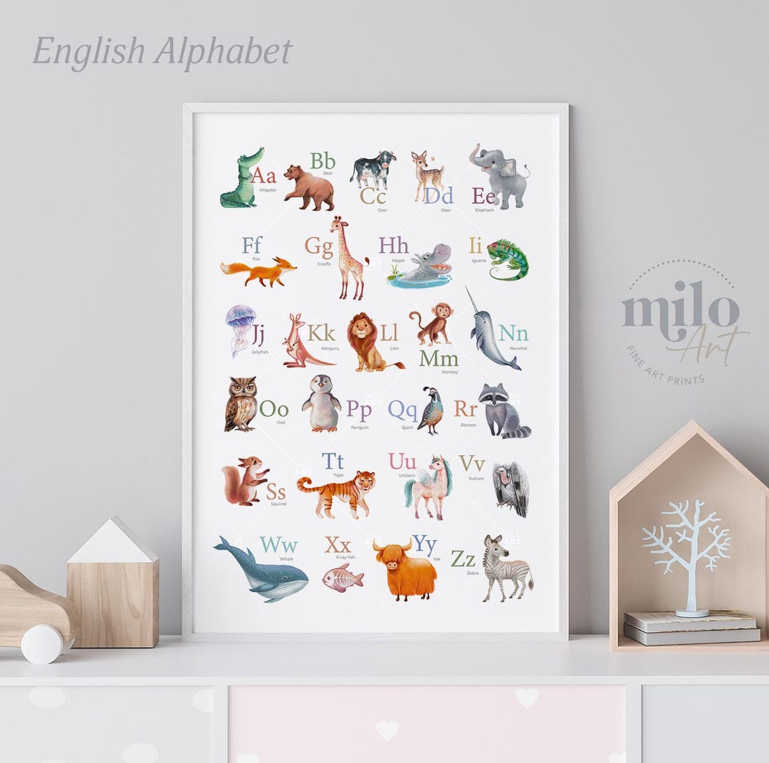 ABC English Poster ABC Animal Print Alphabet Poster Montessori Poster ...