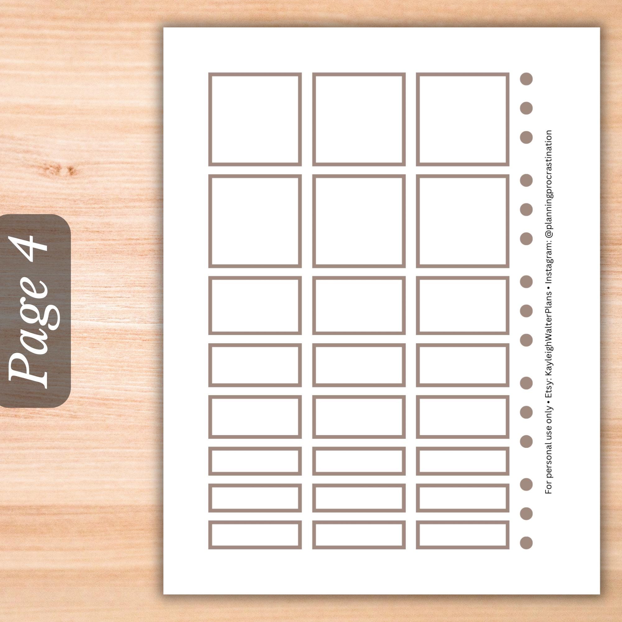 Happy Planner Dashboard Layout Printable Boxes, Neutral Functional Box ...