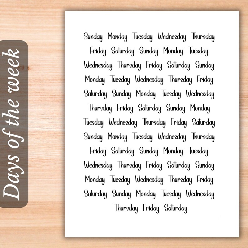 Printable Date Covers, Black Date/weekday/month Stickers for Dating ...