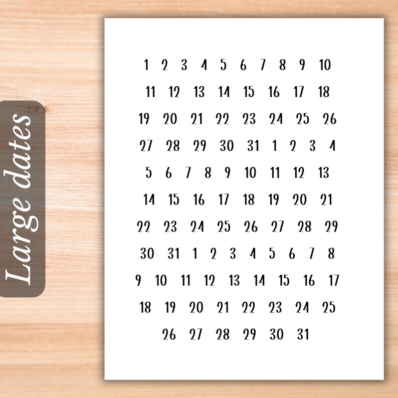 Printable Date Covers, Black Date/weekday/month Stickers for Dating ...