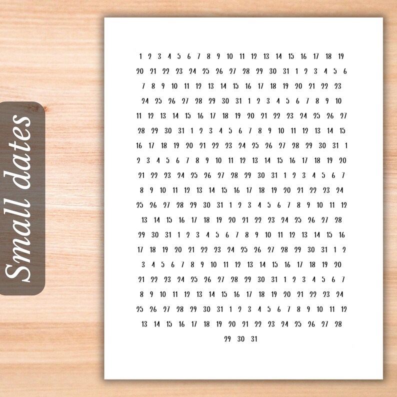 Printable Date Covers, Black Date/weekday/month Stickers for Dating ...