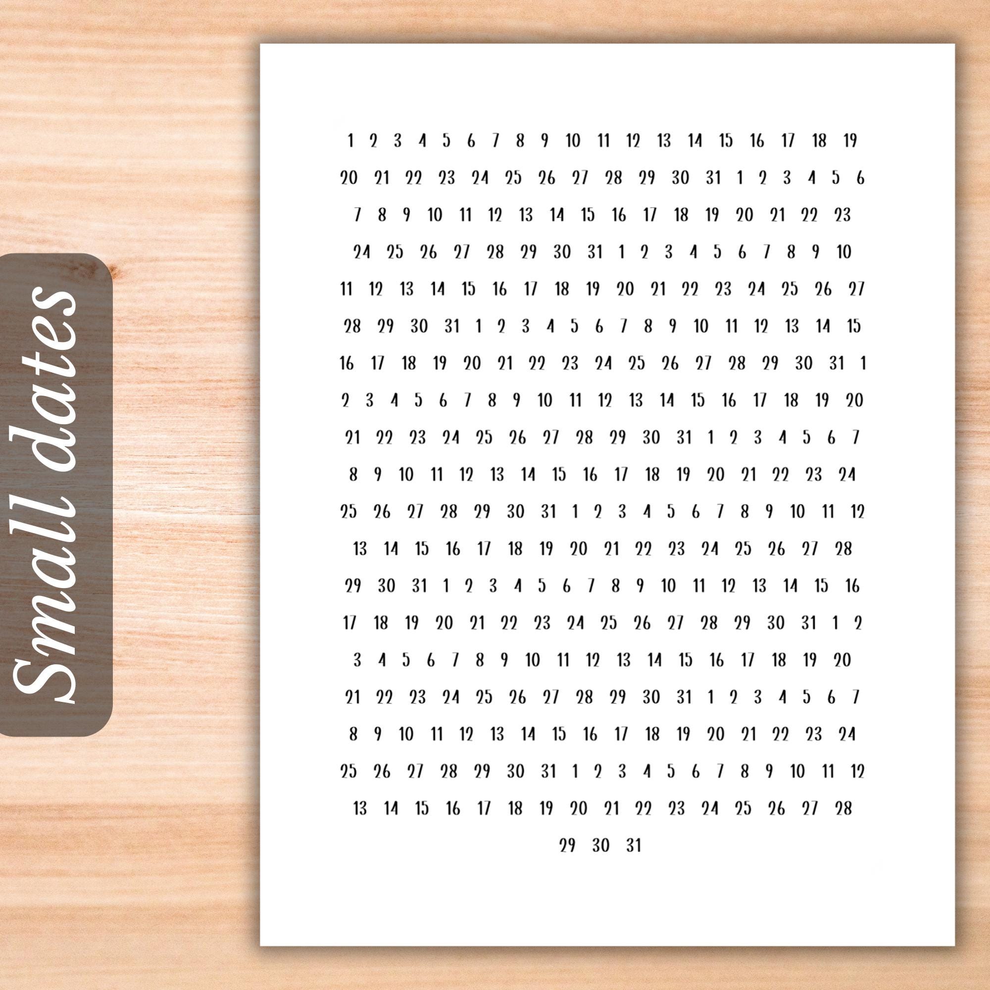 Printable Date Covers, Black Date/weekday/month Stickers for Dating ...