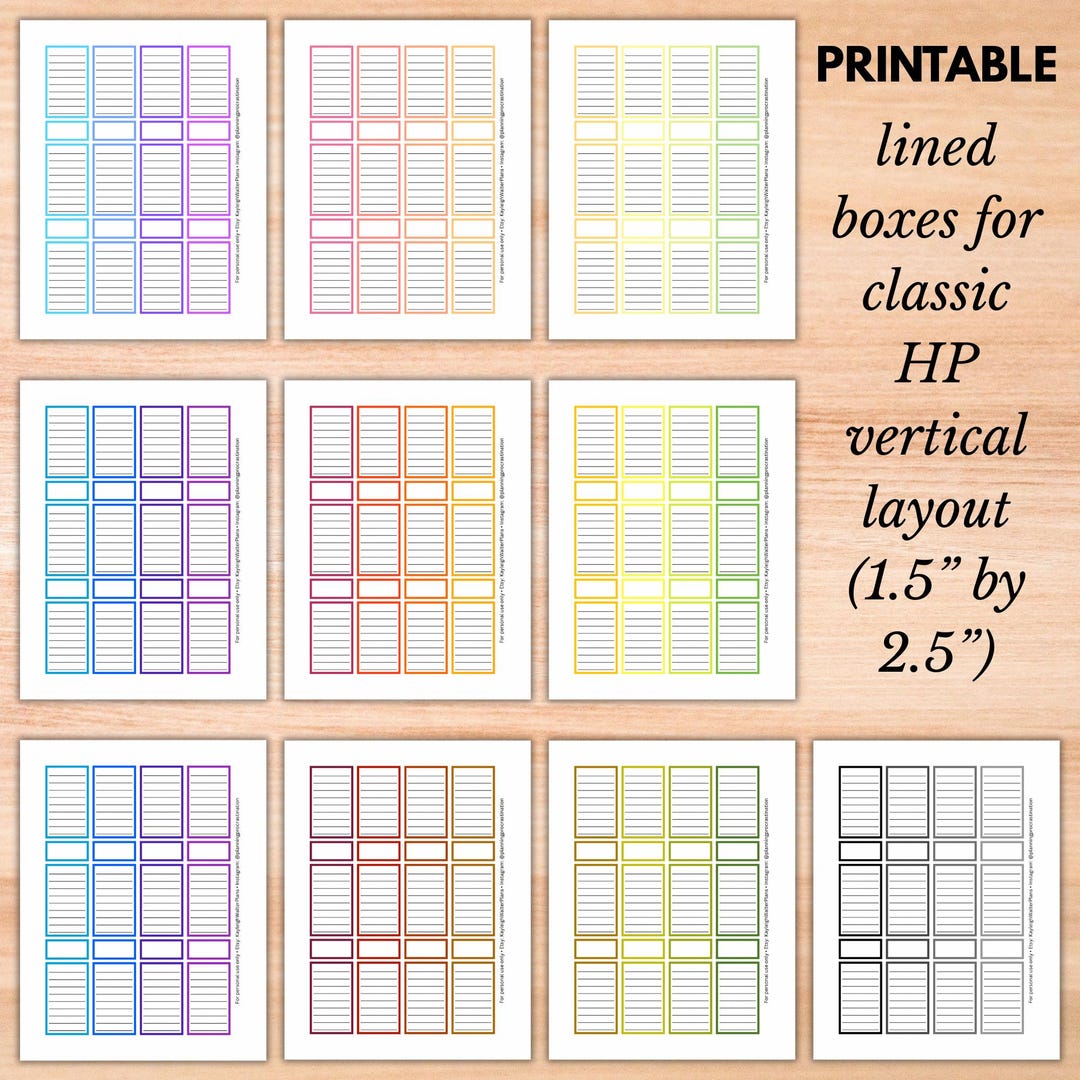 Classic Happy Planner Vertical Layout Printable Lined Boxes in 40 ...