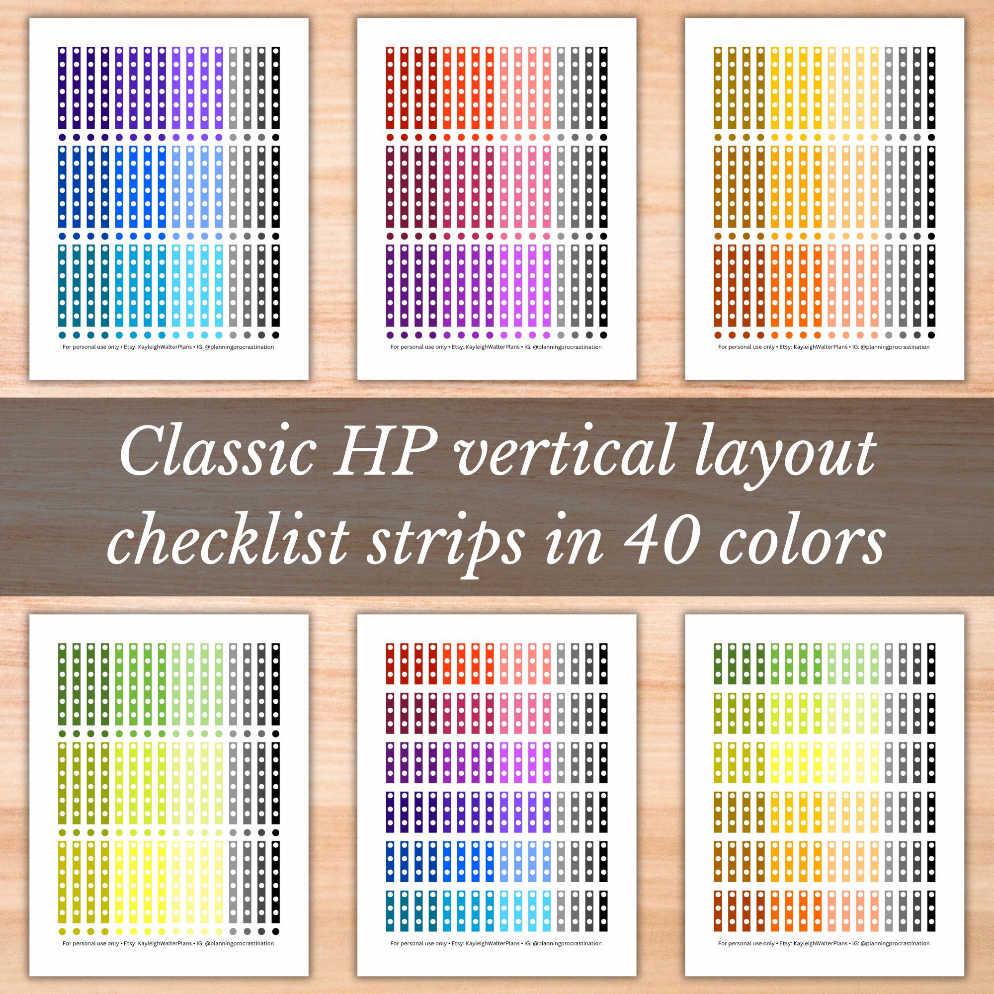 Classic Happy Planner Vertical Layout Printable Checklists in 40 Colors ...