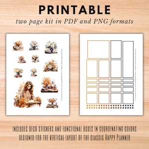 Happy Planner Vertical Layout Weekly Sticker Kit, Printable Vintage ...