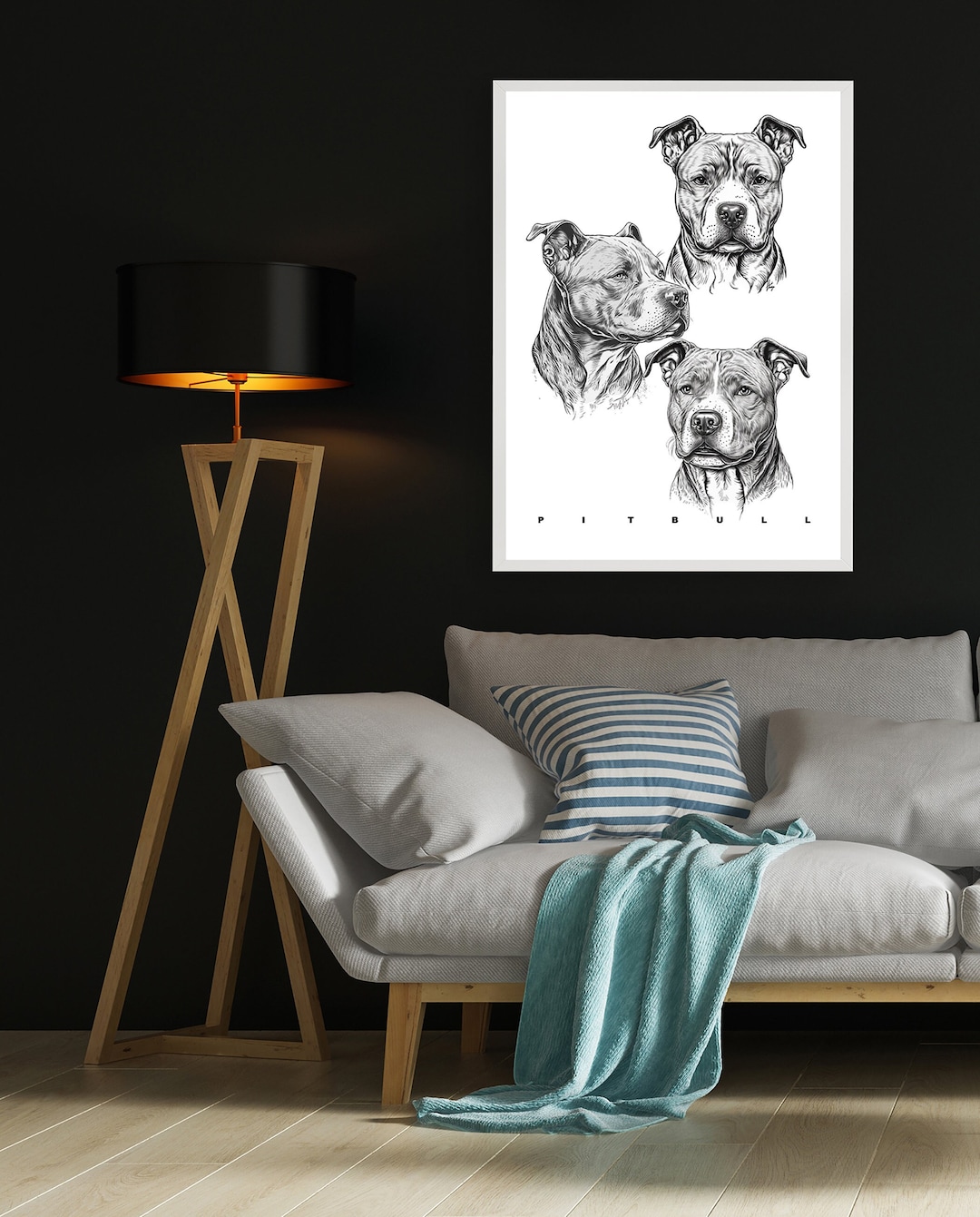 Pitbull Drawing Collage, Digital Wall Art, Large Printable Art ...