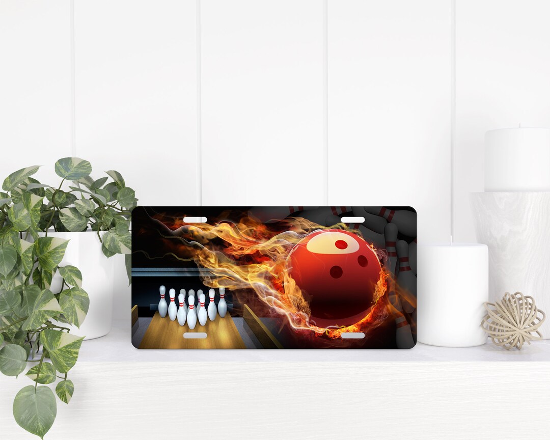 Bowling Ball in Flames, Car License Plate Sublimation Design, Digital ...