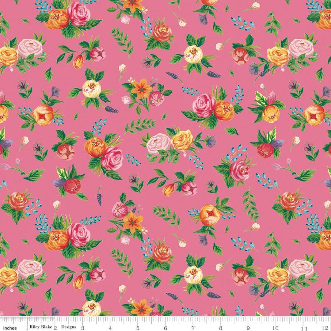 Flowers in Raspberry - Hester & Cook for Riley Blake Designs - Etsy