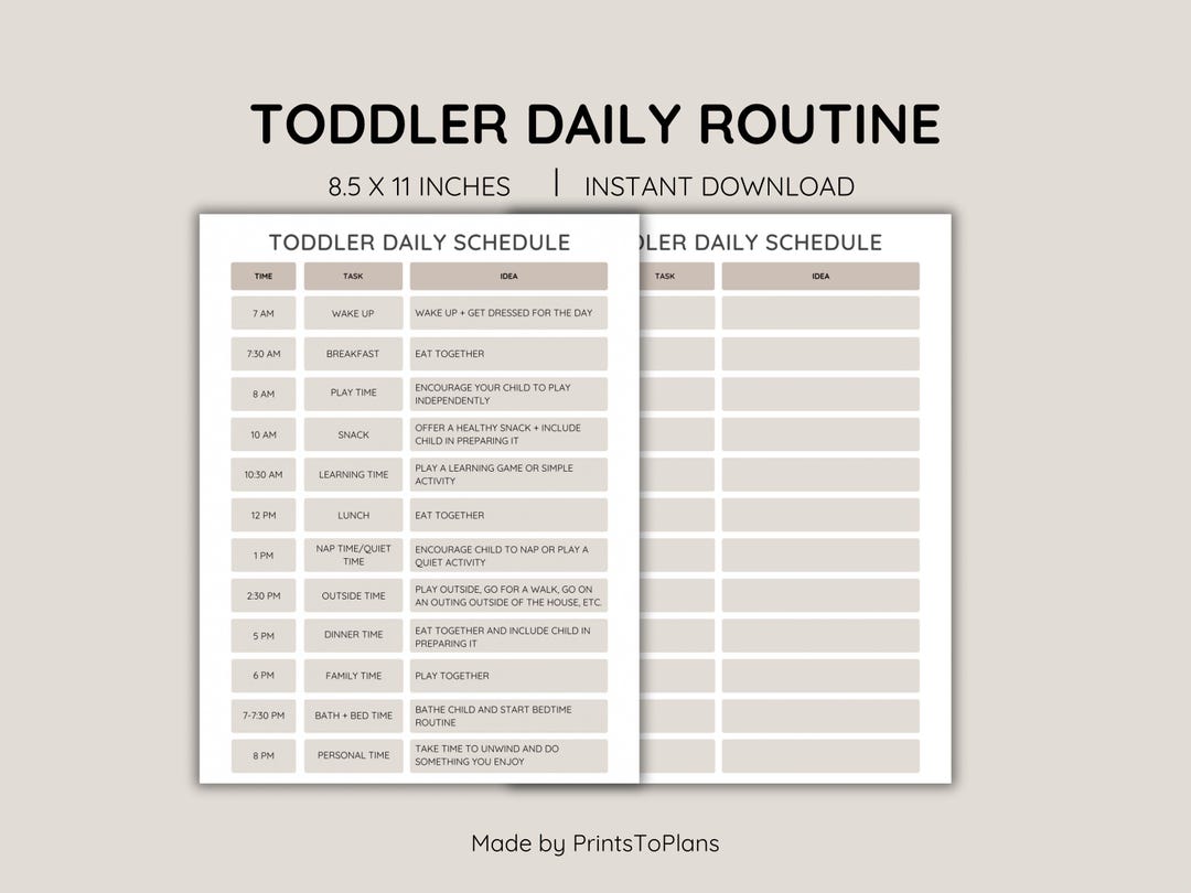 Printable Toddler Daily Routine Template - Etsy