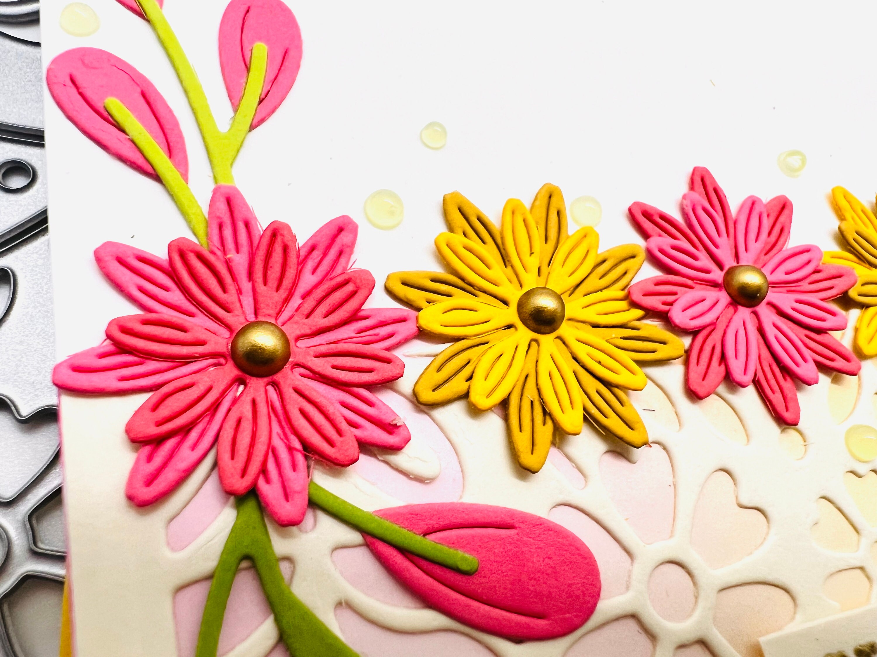 Handmade Happy Birthday Note Card in Colorful Yellow and Pink Floral ...