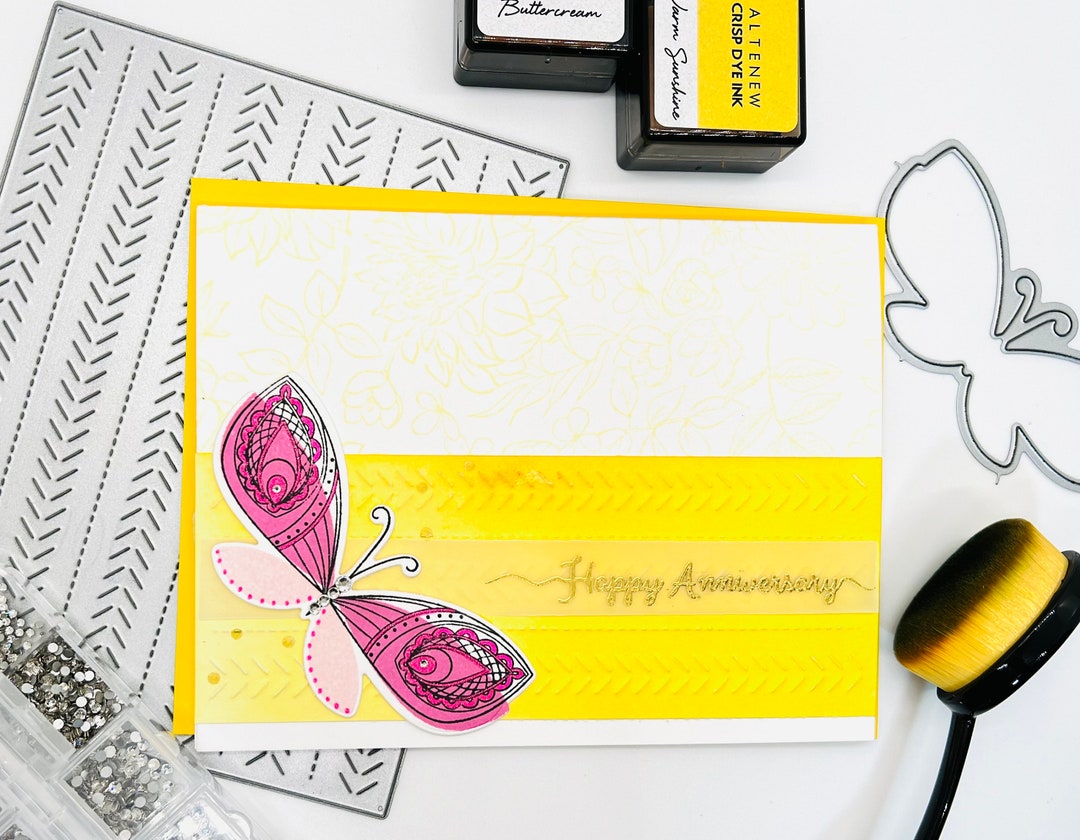 Handmade Happy Anniversary Note Card in Vibrant Colors With Pink ...