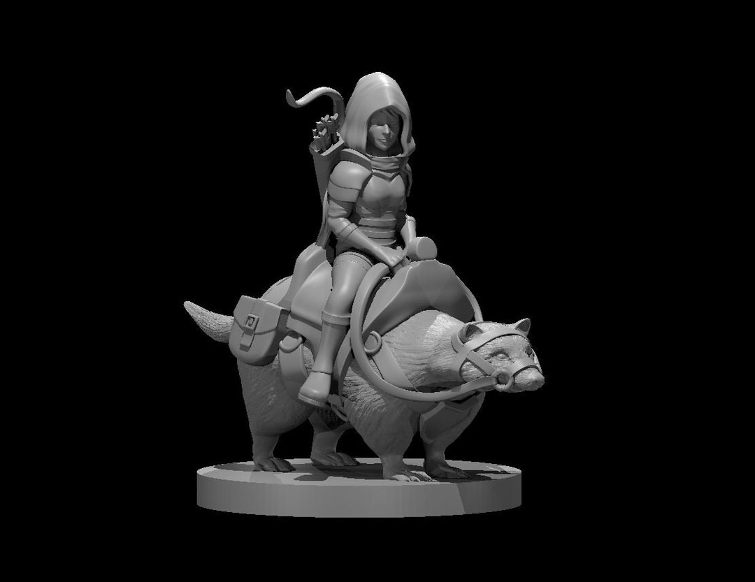 Halfling Female Rangers Giant Badger Mount Tabletop RPG - Etsy