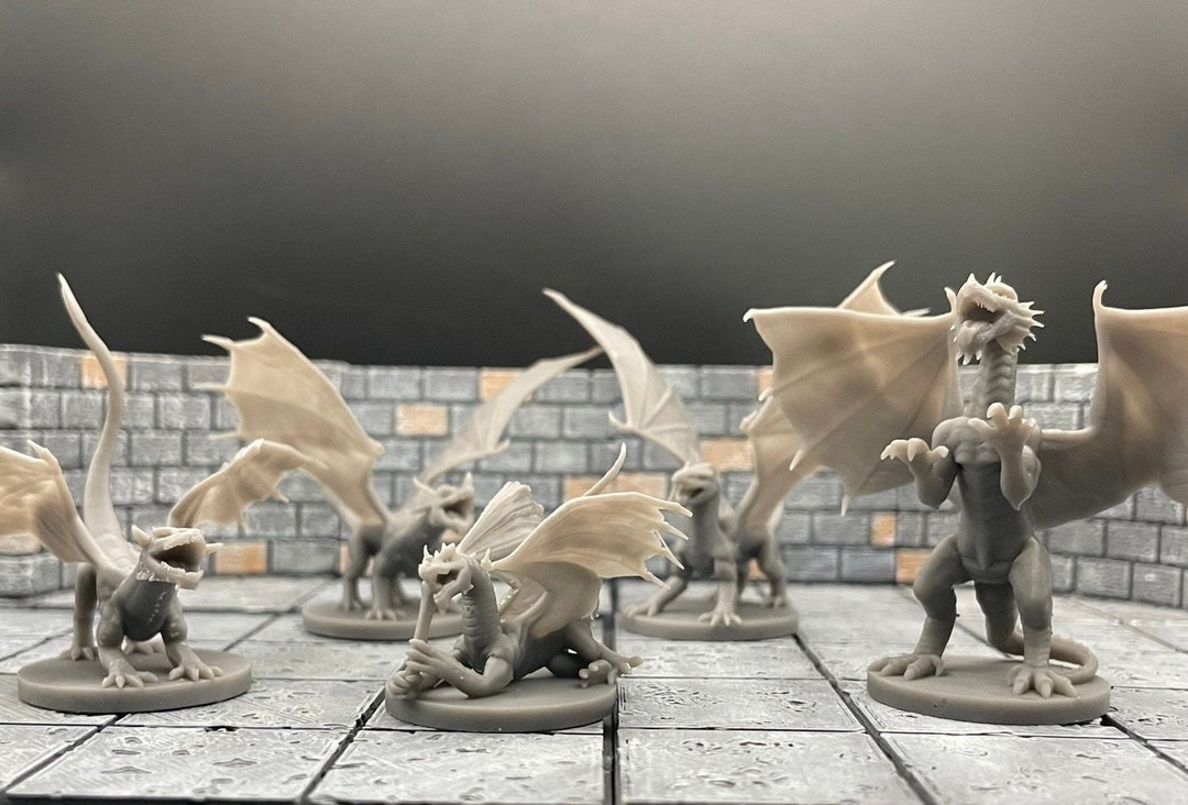 Chromatic Dragon Wyrmlings Set | Flying Dragon | Black, Blue, Green ...