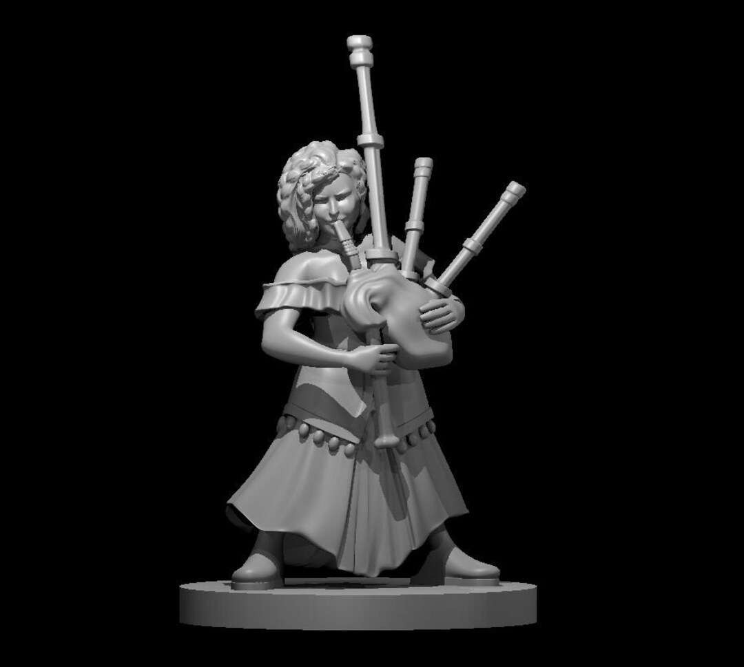 Dwarf Bard Female With Bagpipes | Tabletop RPG | Mz4250 | 3D Printed ...