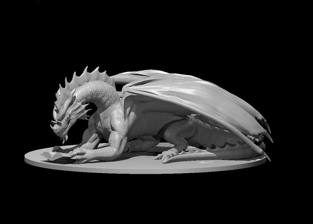 Chromatic Red Dragon Reading a Book Tabletop RPG Mz4250 3D Printed ...