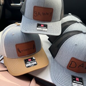 Custom Handwriting Leather Engraved Hat Patch, Children's Handwriting ...