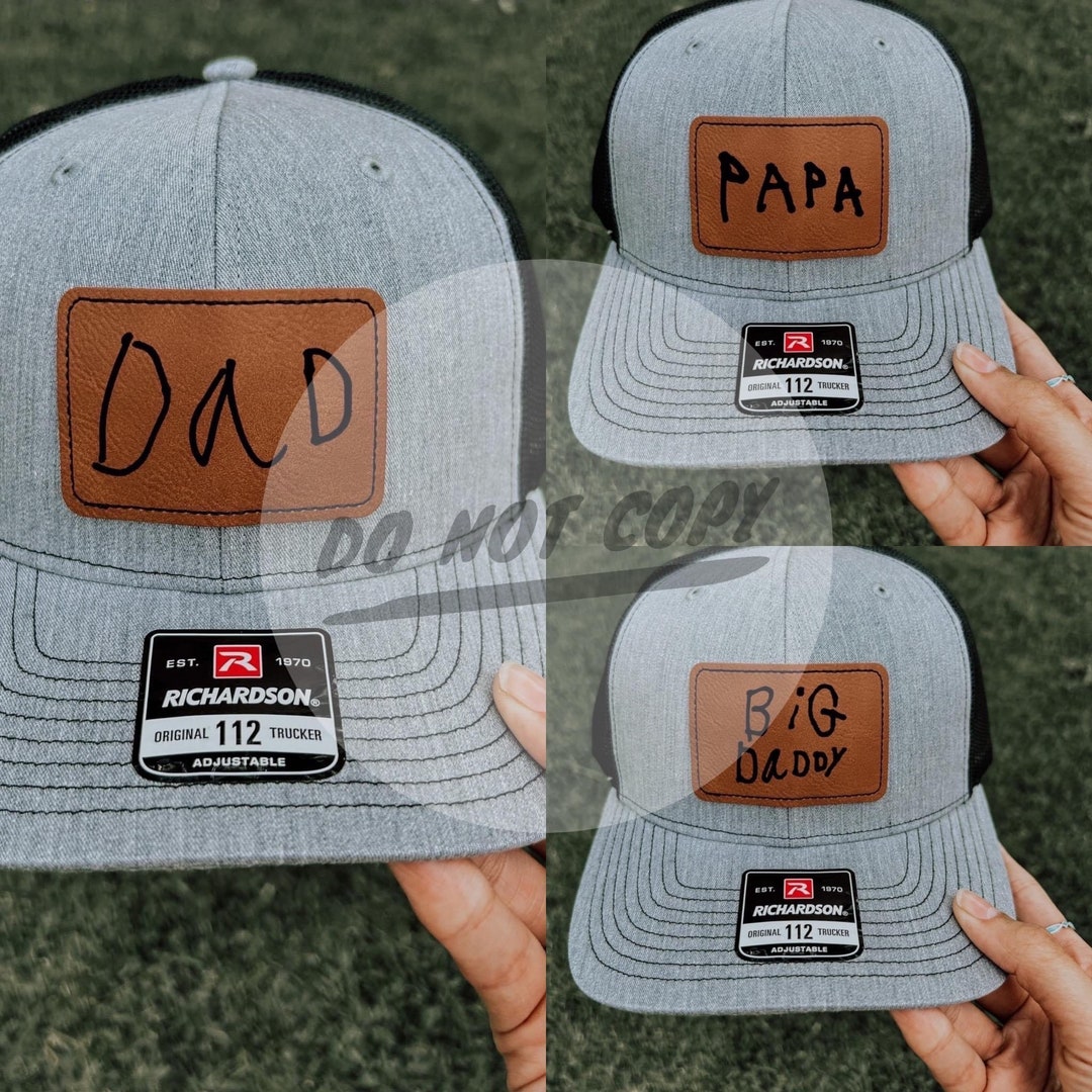 Custom Handwriting Leather Engraved Hat Patch, Children's Handwriting ...