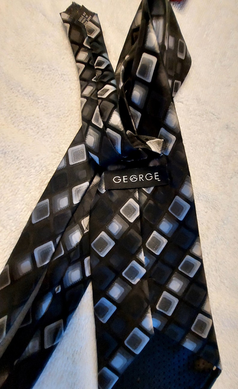 Vintage George Black and Grey Necktie Tie - Etsy