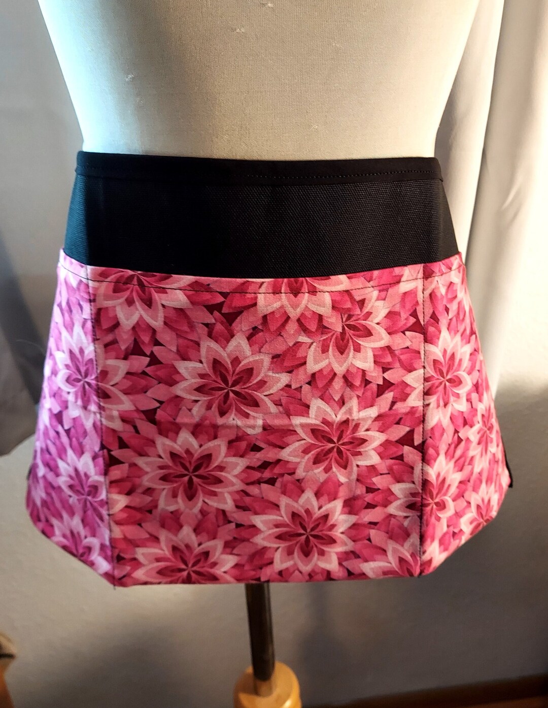 Foral Pinks on Pink Cotton Fabric Half Canvas Apron With 3 Pockets ...