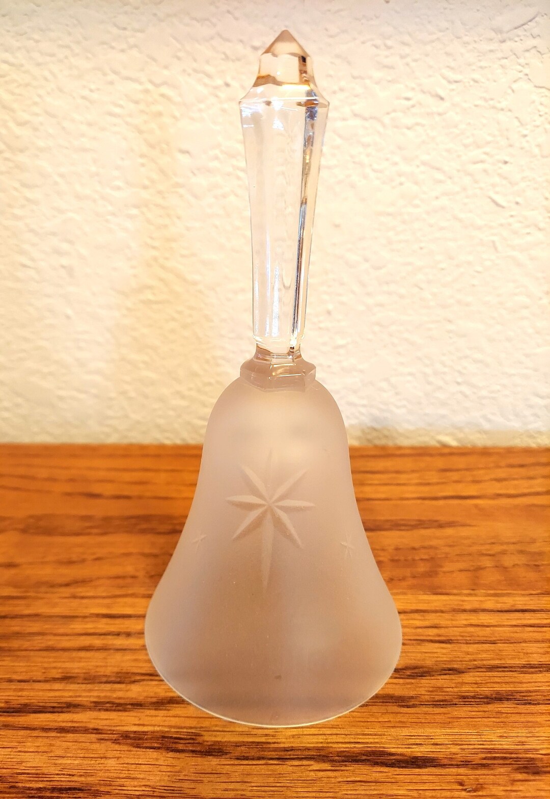 Vintage Crystal Christmas Bell With Cut Glass Stars on the Frosted Bell ...