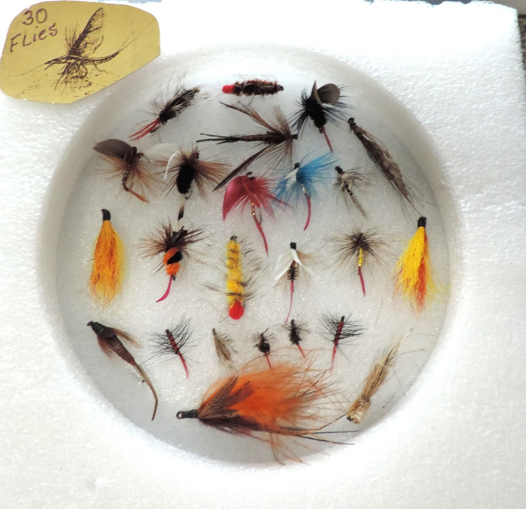 New Rare Find Vintage Lot of 30 Wet and Dry Fly Variety Pack. Hook ...