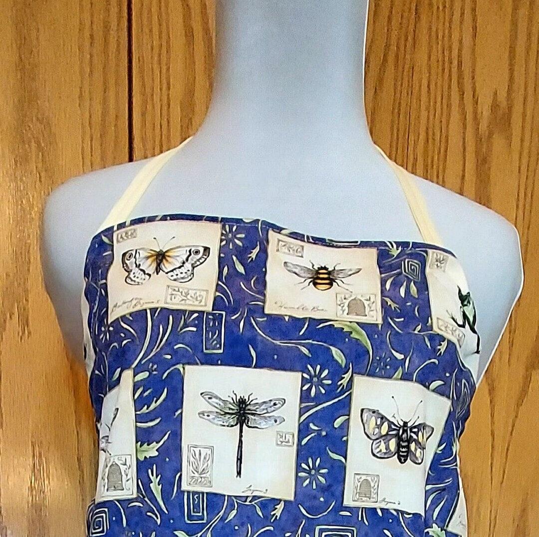 Purple Fabric With Graphics of Butterflies, Dragonflies, Frogs ...