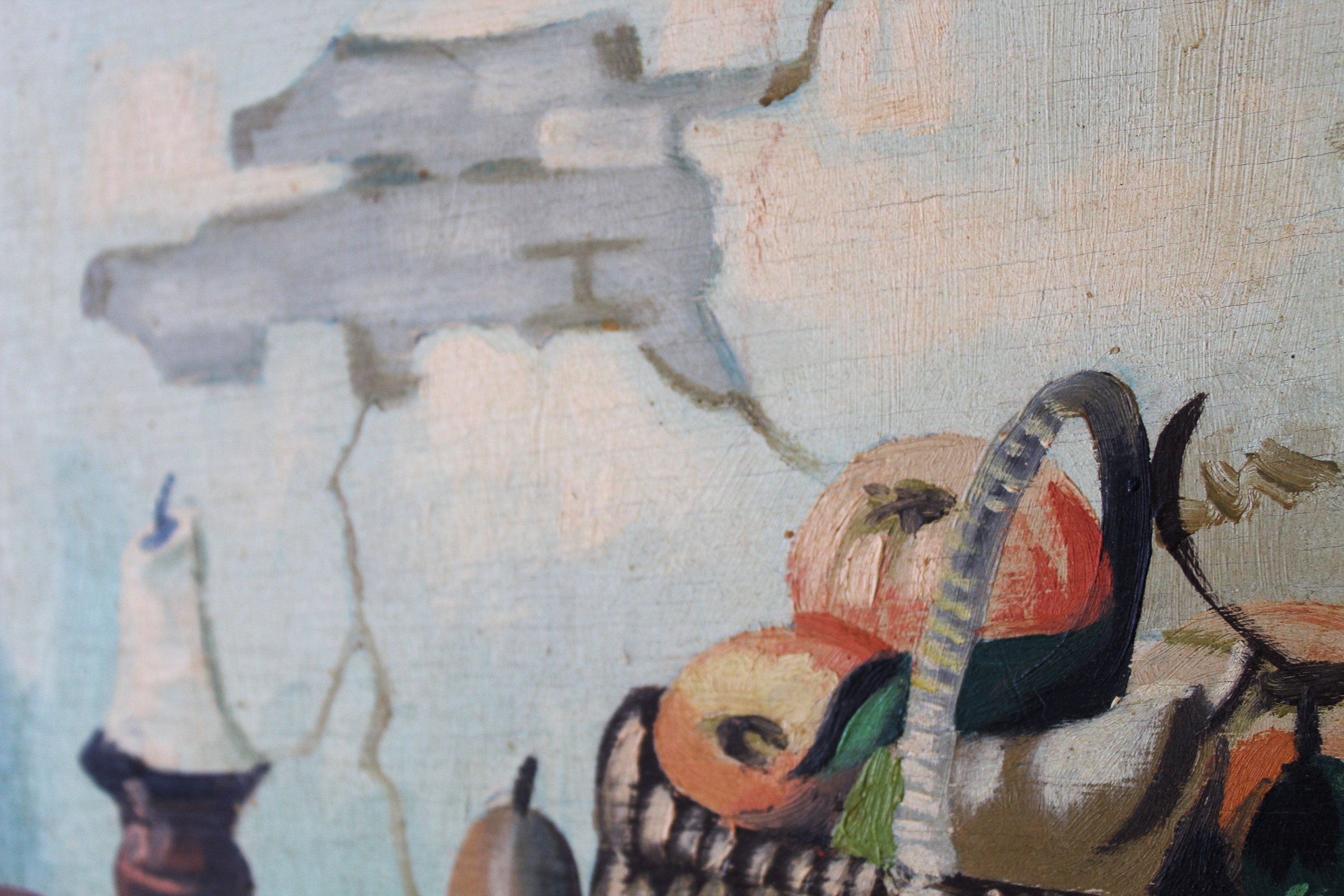 Vintage Still Life Painting, Basket With Fruit Painting, Rustic Still ...