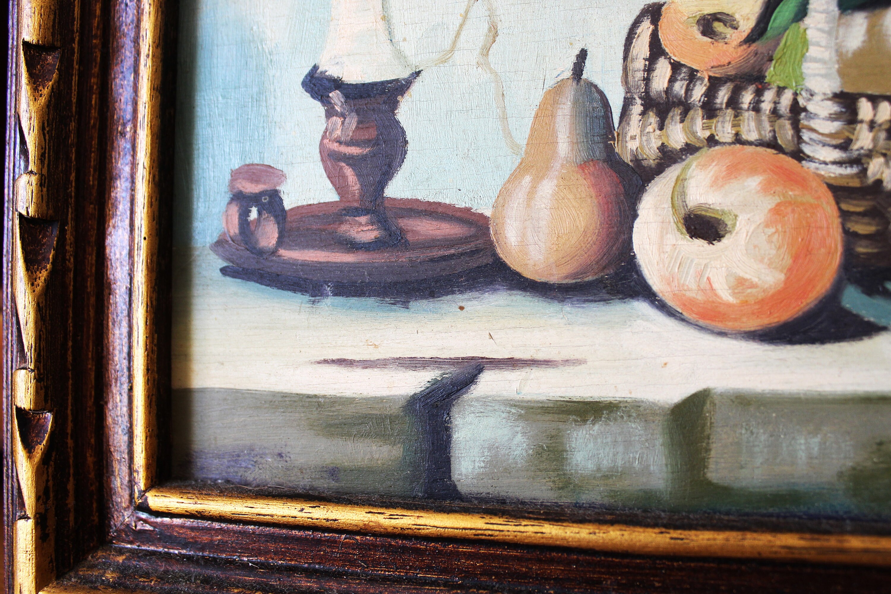 Vintage Still Life Painting, Basket With Fruit Painting, Rustic Still ...