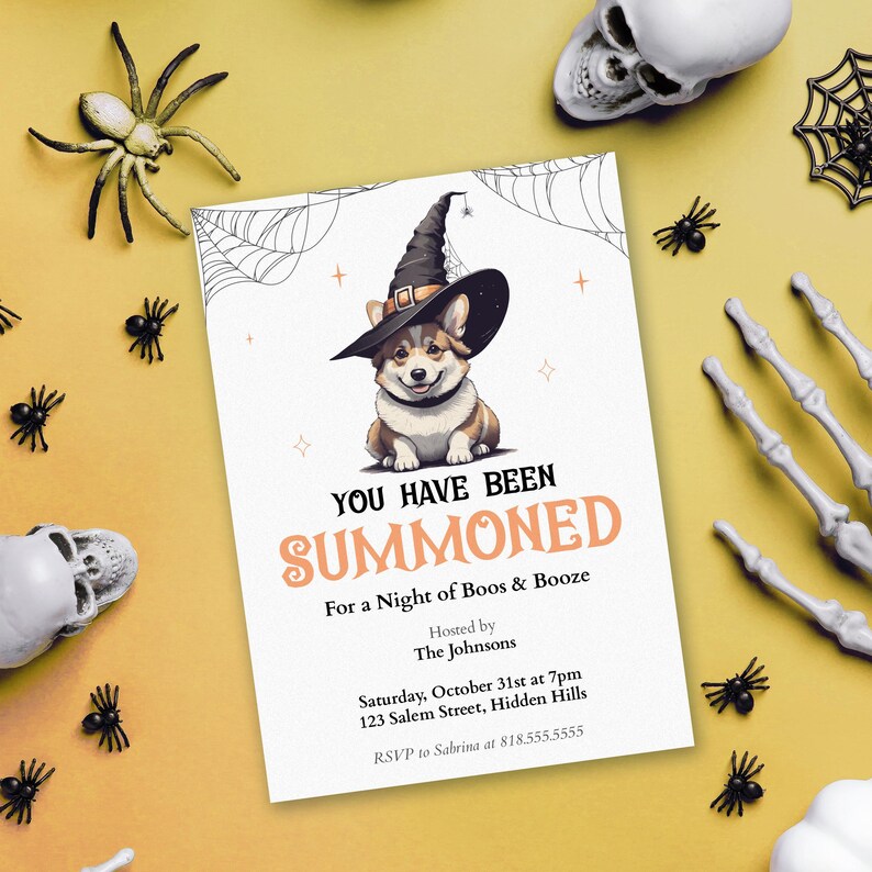 Editable Halloween Party Invitation | Edit With Canva | Cute Corgi in ...