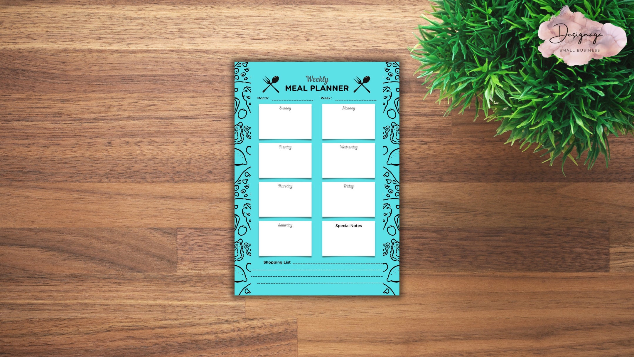 Printable Weekly Meal Planner Landscape, Food Diary, Meal Tracker, Food ...