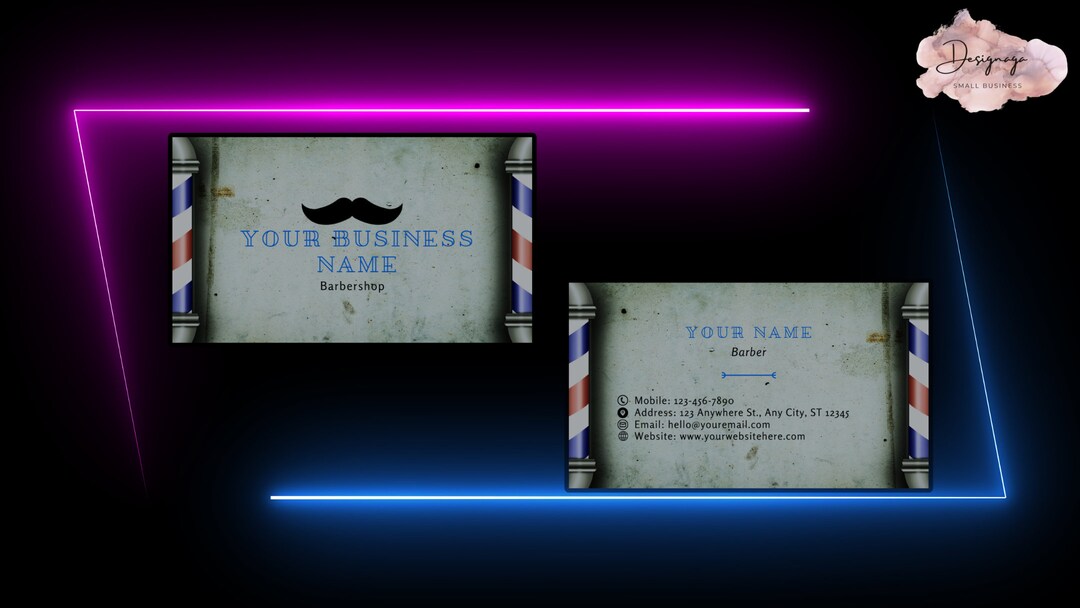 Modern Luxury Barber Business Card Template, Custom Minimal Black Gold ...