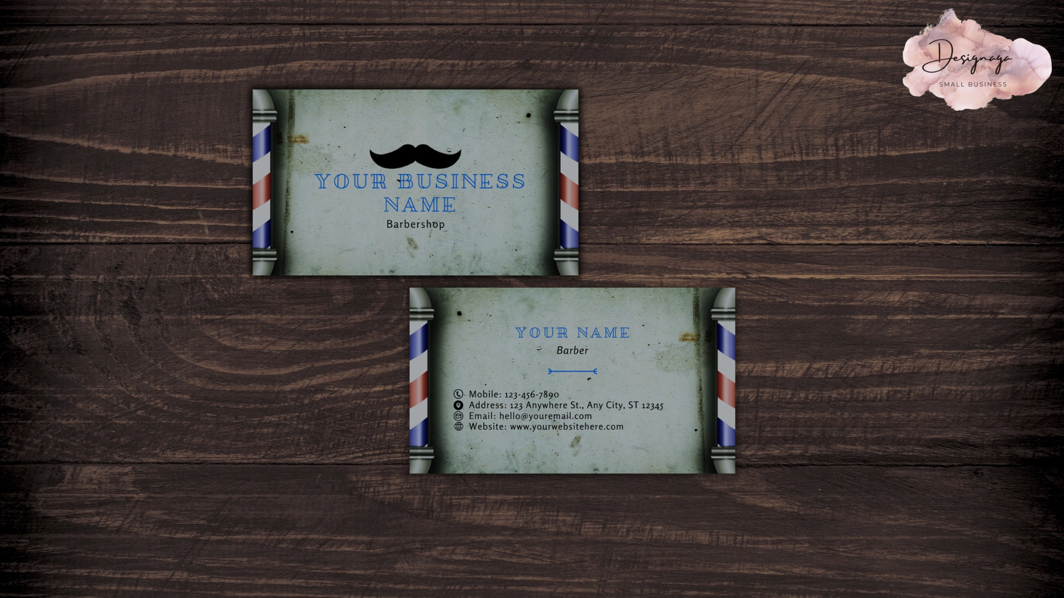 Modern Luxury Barber Business Card Template, Custom Minimal Black Gold ...