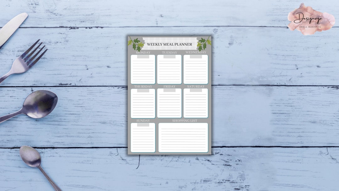 Printable Weekly Meal Planner Landscape, Food Diary, Meal Tracker, Food ...