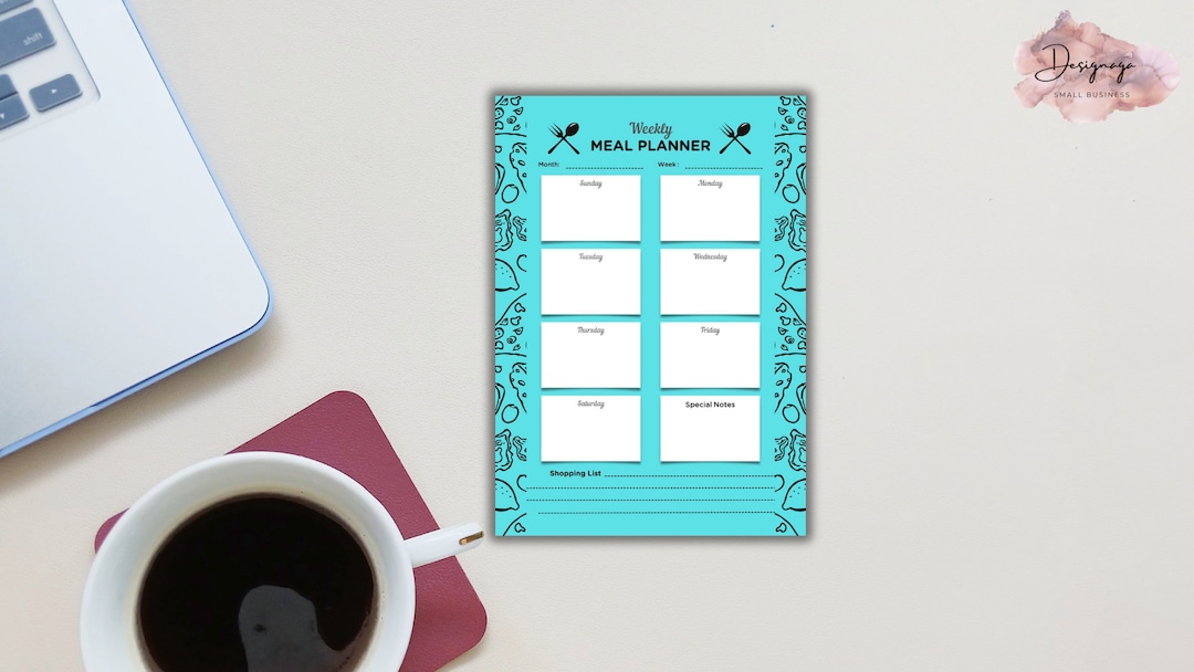 Printable Weekly Meal Planner Landscape, Food Diary, Meal Tracker, Food ...