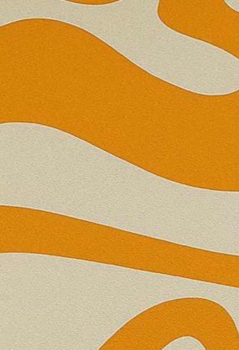 Retro Orange Wavy Area Rug | Bold 70s Inspired Groovy Carpet | Soft Low ...
